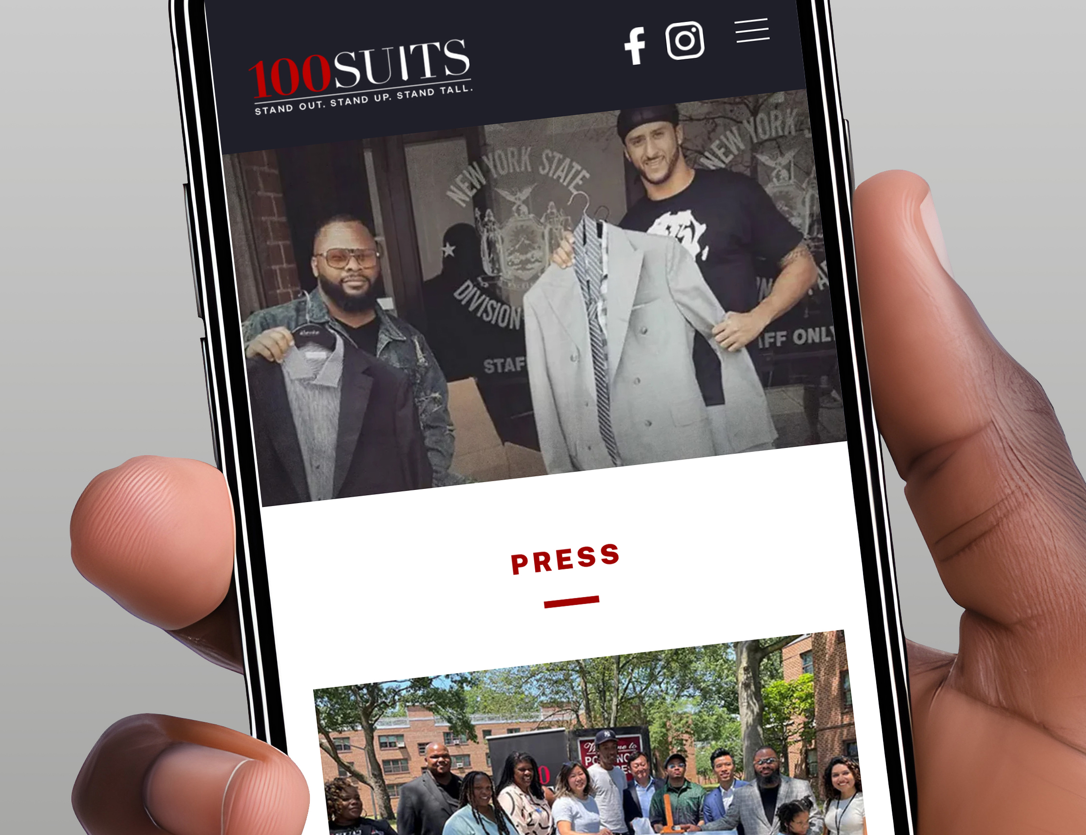 100 Suits Nonprofit Website | Barbour Design